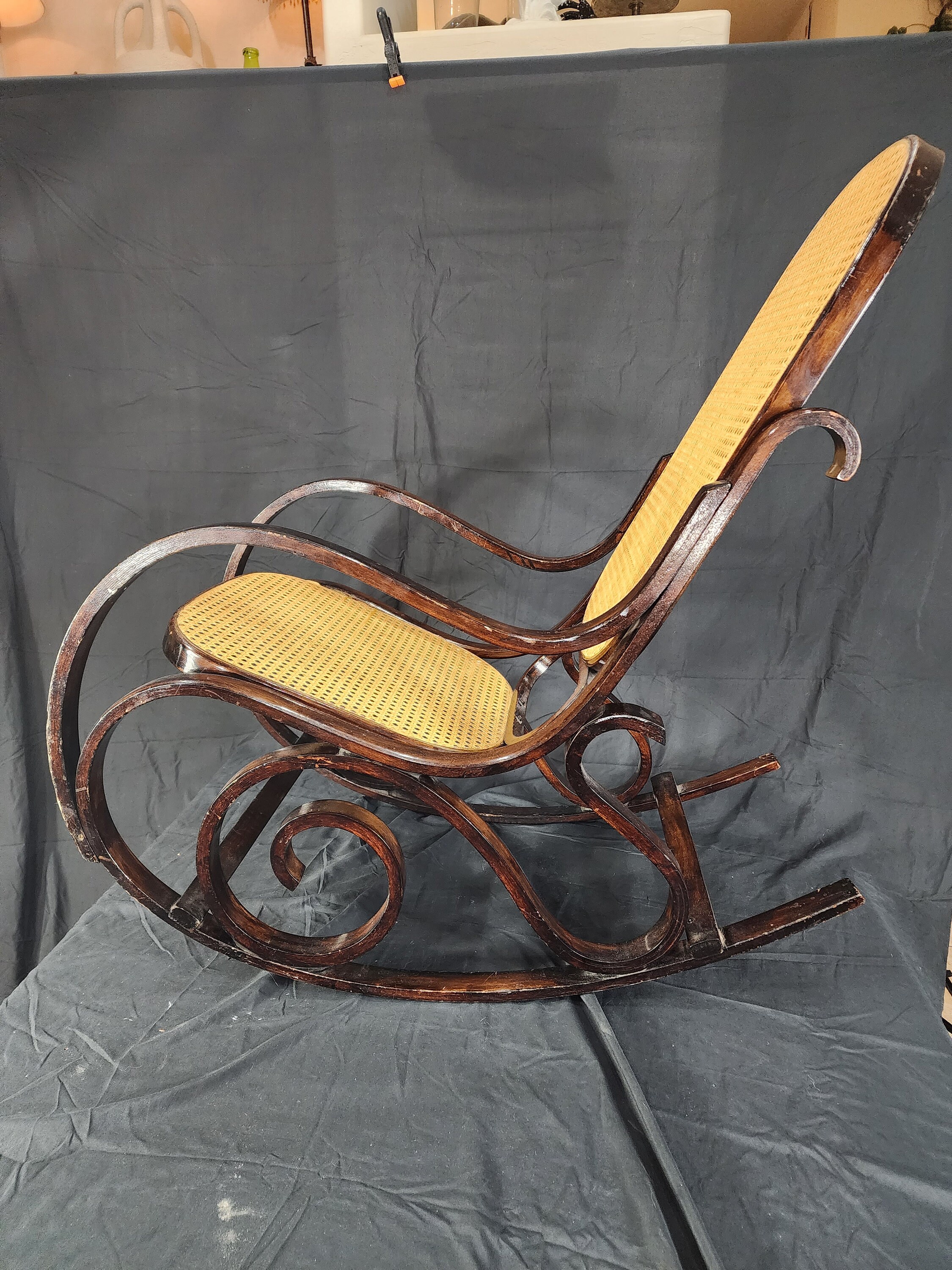 Thonet Style Bentwood Rocker, Wicker, Dark Wood Request Shipping ...
