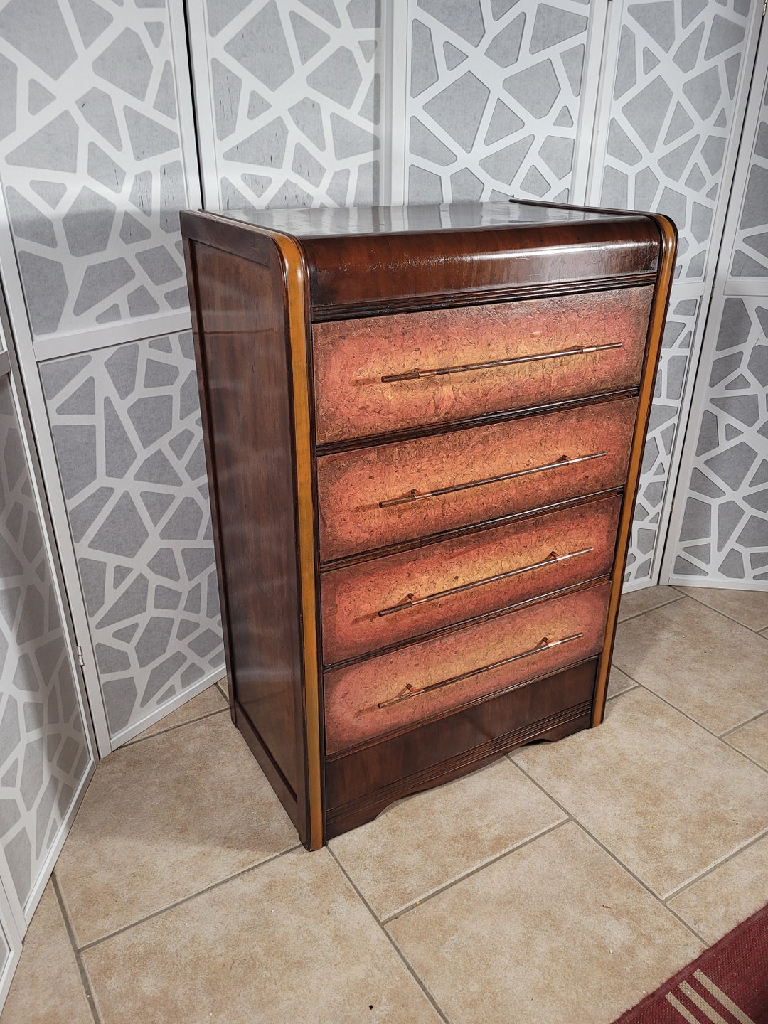 Art Deco Dresser, Antique Waterfall-front Highboy - Etsy