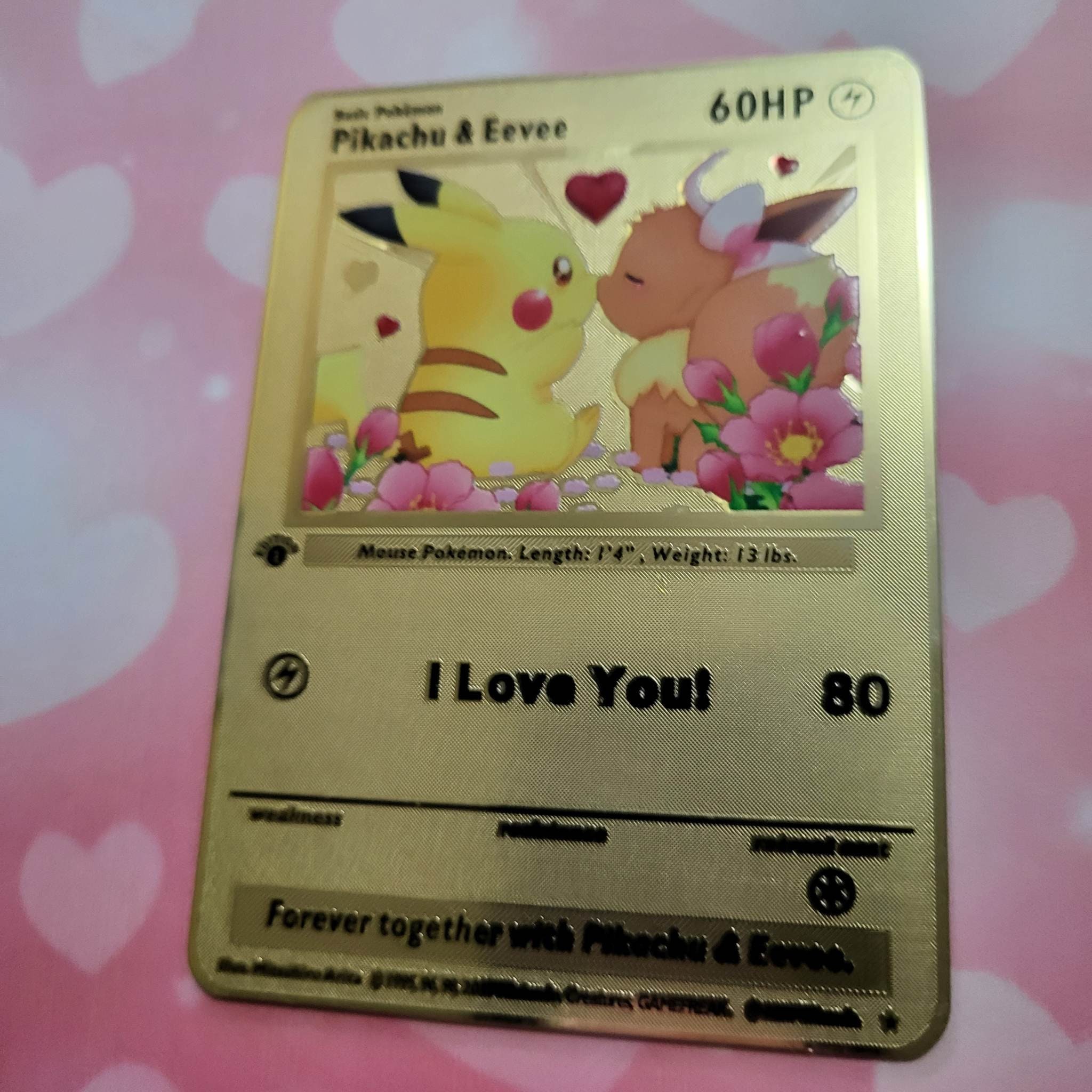 Pikachu & Eevee I Choose You Romantic Card Custom Gold Metal - Etsy