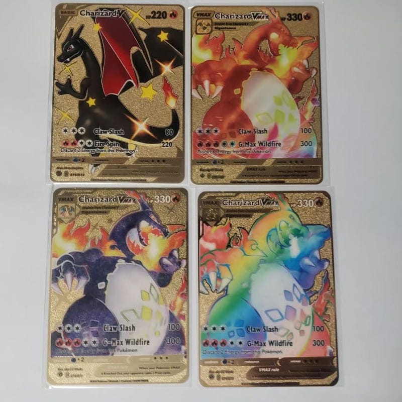 Gold Charizard Cards - Etsy