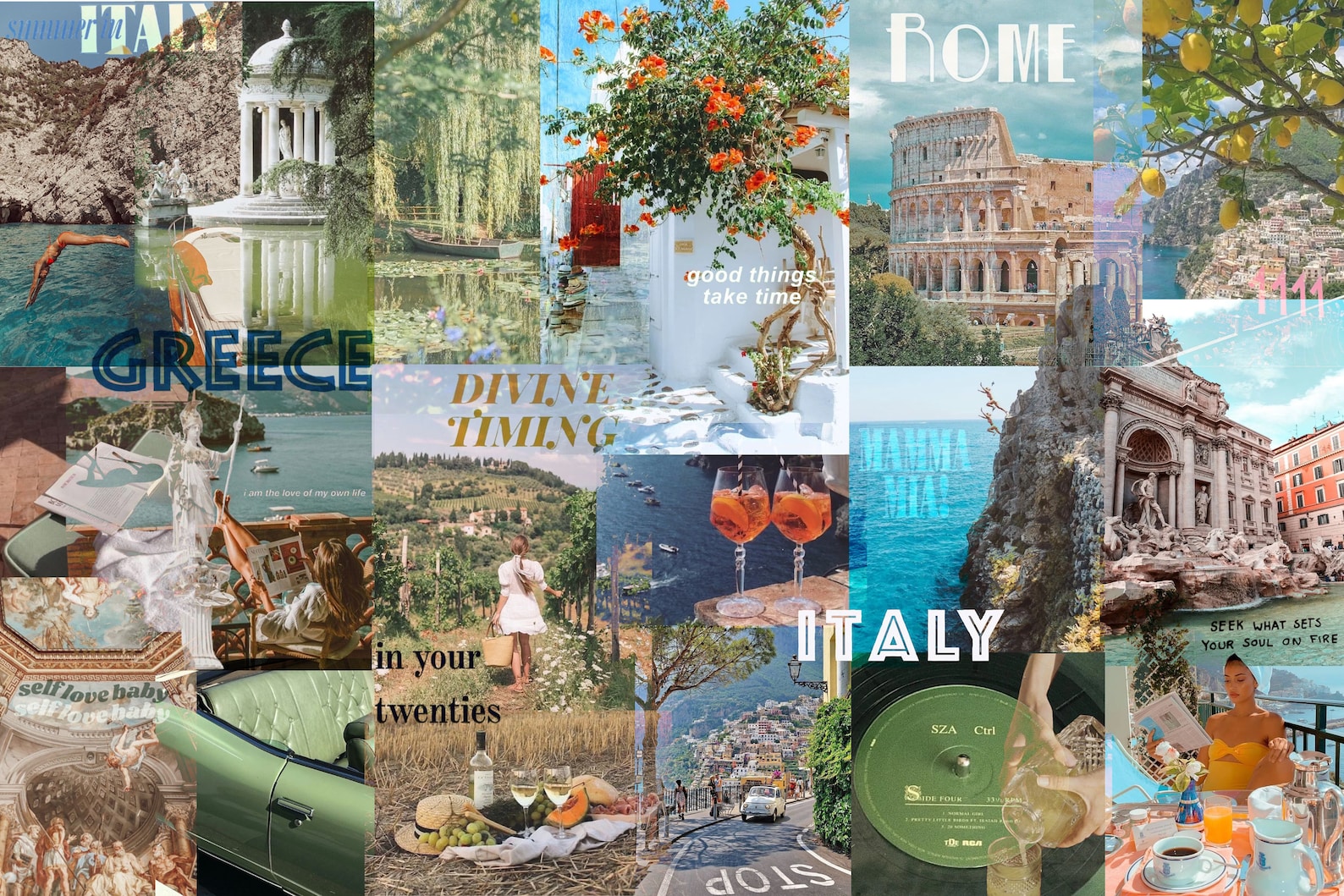 Greece / Italy Collage Digital Print / Desktop Background - Etsy