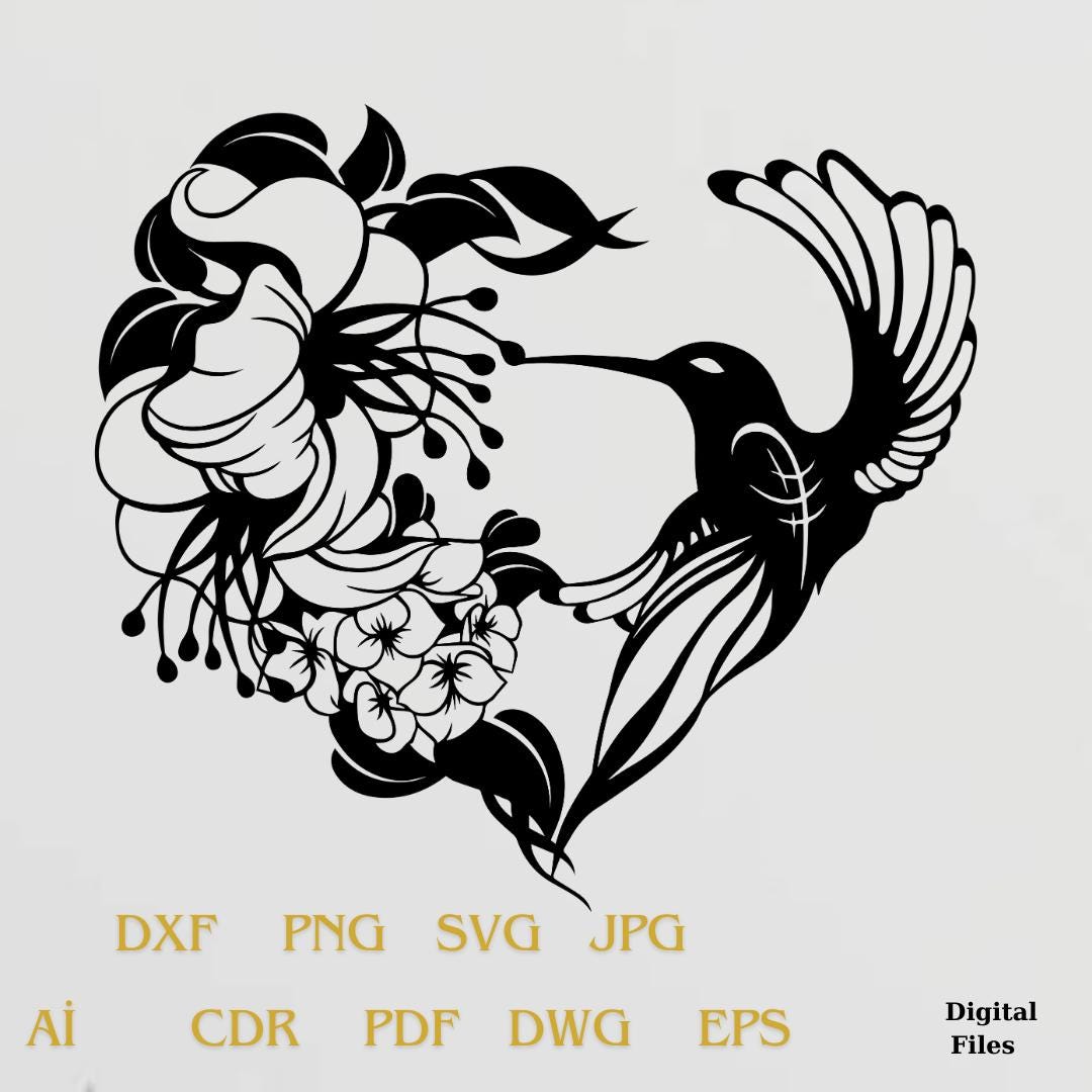 Hummingbird Dxf File,bird Dxf, Png, Svg, Eps, Pdf Ai Dvg Jpg Cdr Files ...