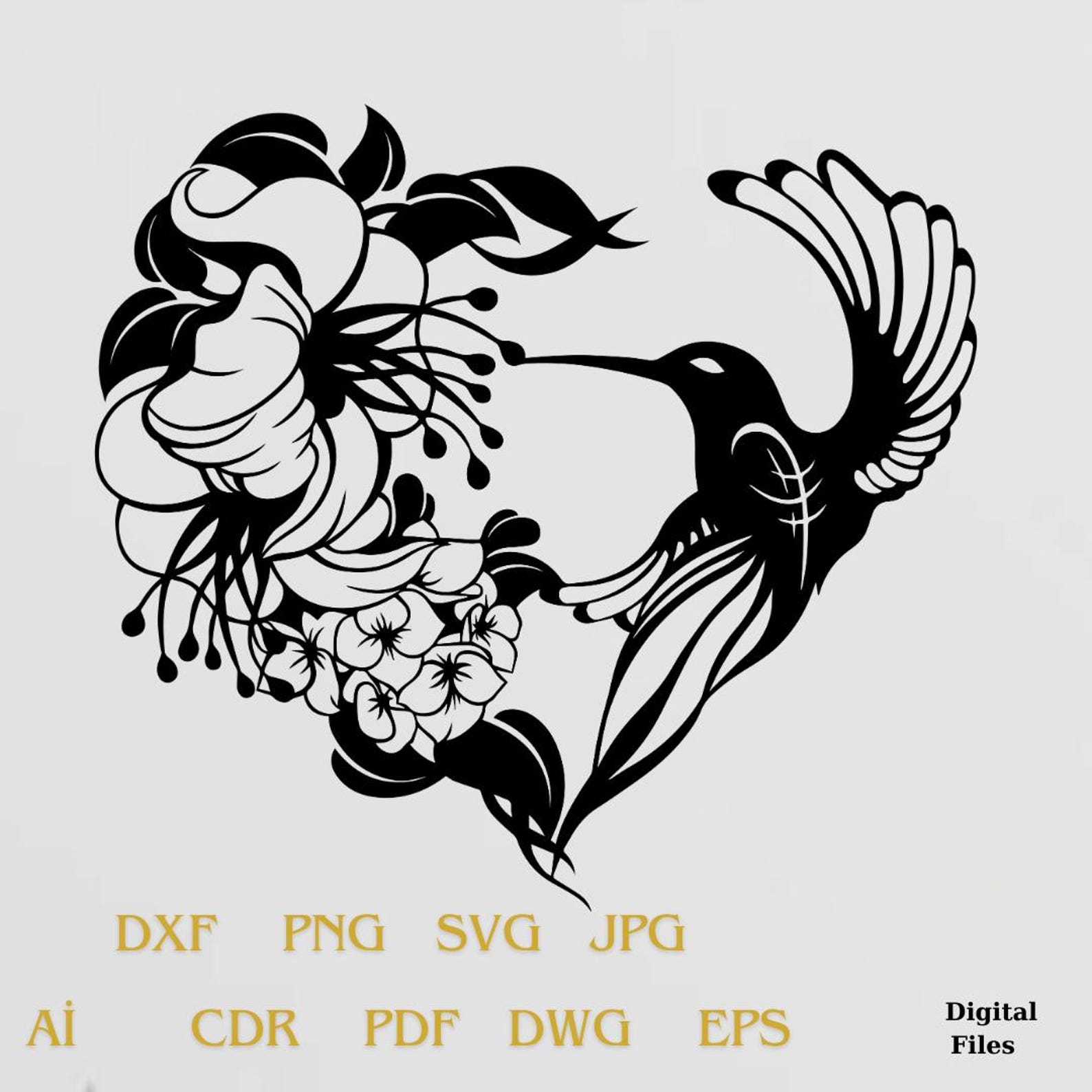 Hummingbird Dxf File,bird Dxf, Png, Svg, Eps, Pdf Ai Dvg Jpg Cdr Files ...