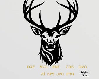 Deer Head DXF, Animal Laser Cut File, Metal Wall Decor, SVG for Cricut ...