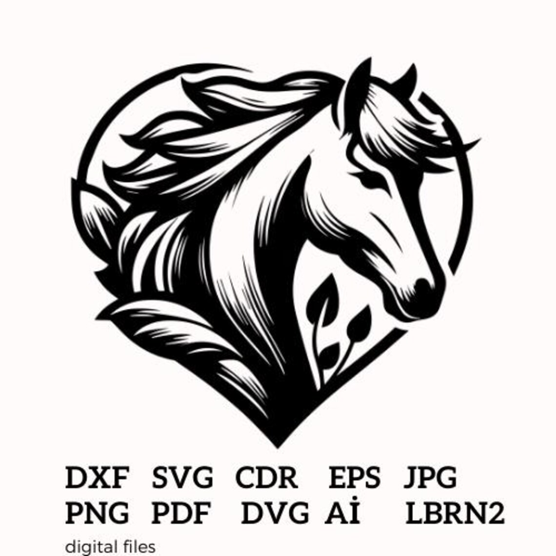 Horse SVG, Heart SVG, Digital Download, Dxf, Svg, Png, Eps, Dvg, Ai ...
