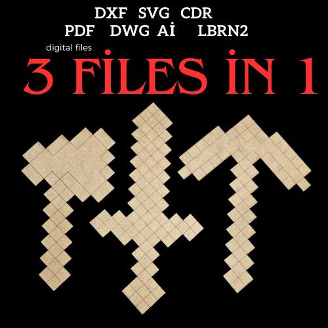 3-in-1 Minecraft Laser Cut Svg Dxf Cdr Files, CNC Woodworking and ...