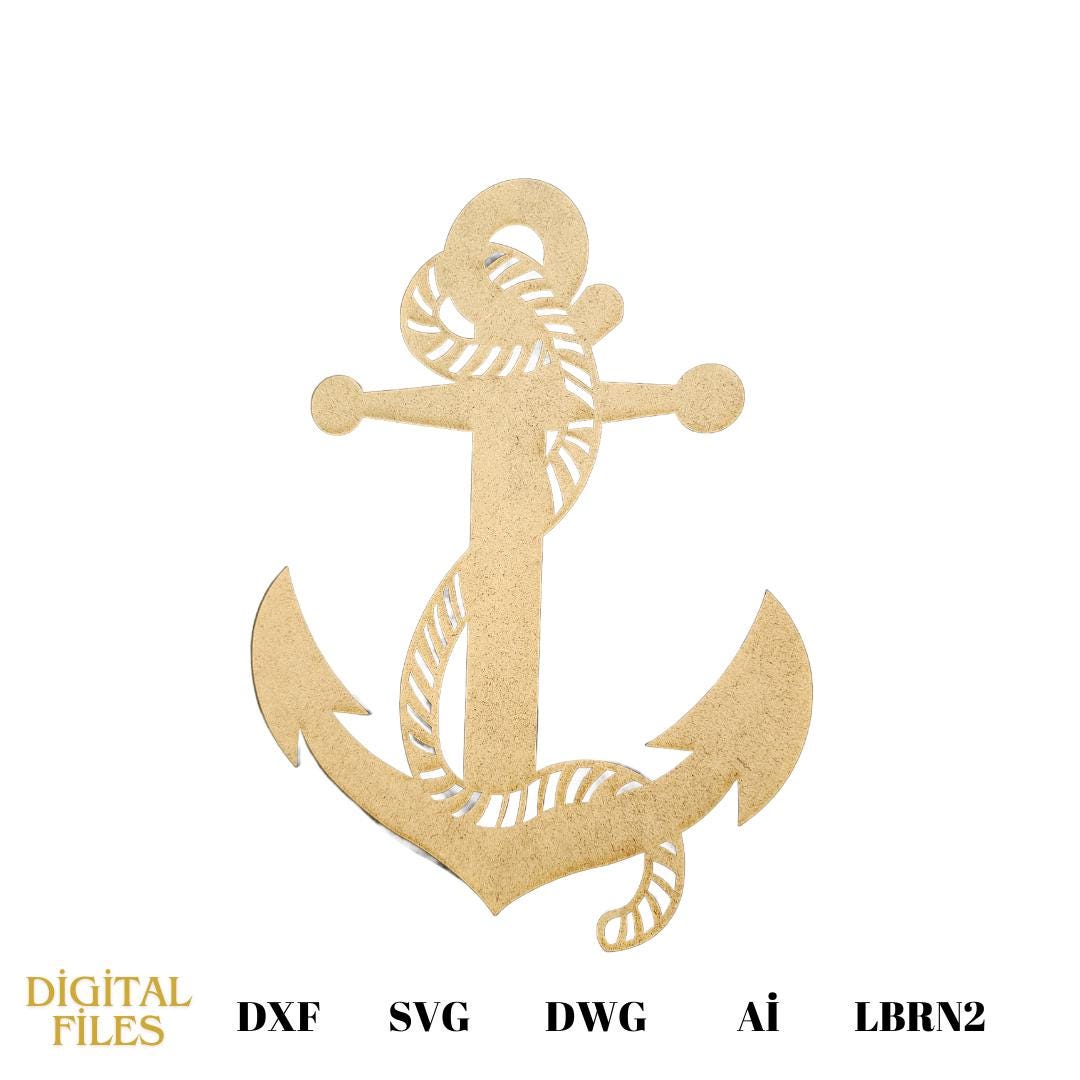 Anchor Laser Cut Design Nautical Wall Art DXF SVG DWG Ai Lbrn2 Digital ...