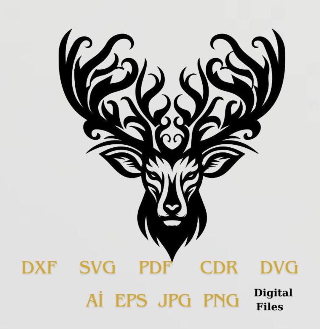 Deer Head Laser Cut File Animal Wall Art, CNC SVG DXF Files for Home ...