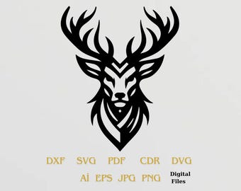 Deer Head DXF, Animal Laser Cut File, Metal Wall Decor, SVG for Cricut ...