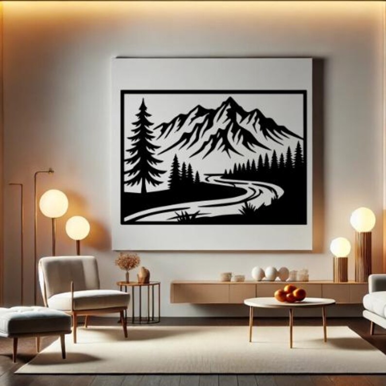 Mountain Scene Laser Cut File, Mountain SVG, DXF, CDR, Dwg, Png, Pdf ...