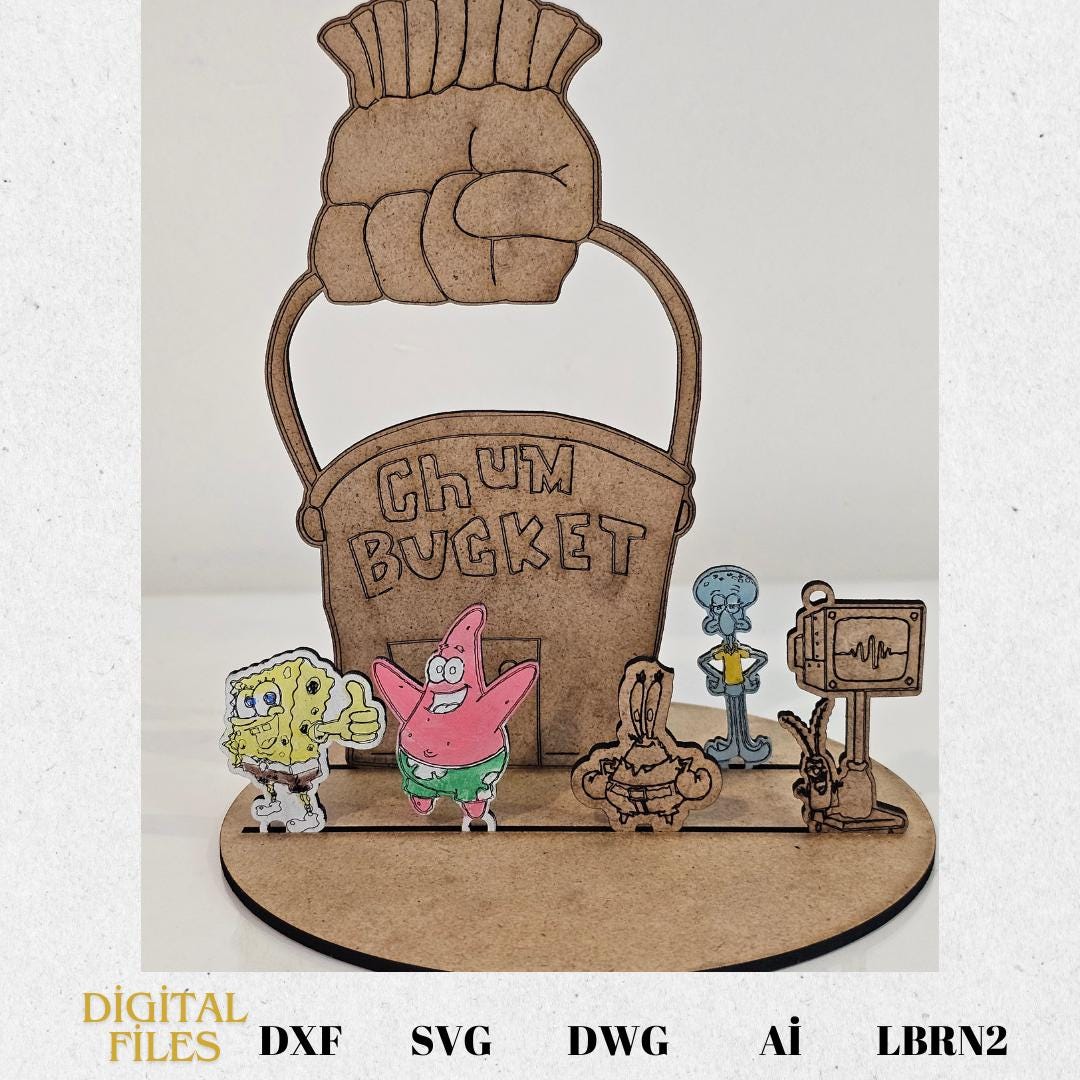 Chum Bucket Spongebob Laser Cut Digital Files DXF, SVG, DWG, Ai, LBRN2 ...
