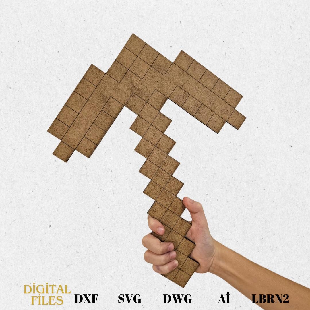 Pixel Art Pickaxe Svg Dxf CDR Laser Cut Digital Files for CNC ...