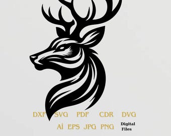 Deer Head Dxf, Animals Cut File for Laser, Plasma Cnc Metal Wall Decor ...