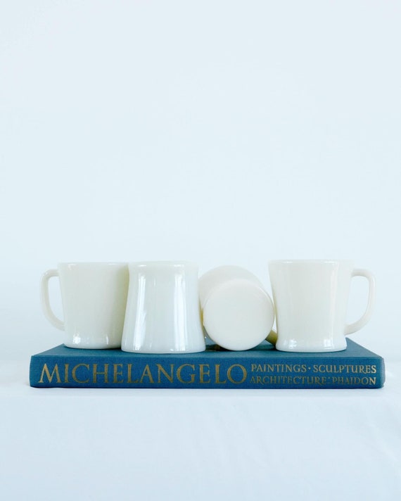 Vintage Set of Ivory Fire King Coffee Mugs - Etsy
