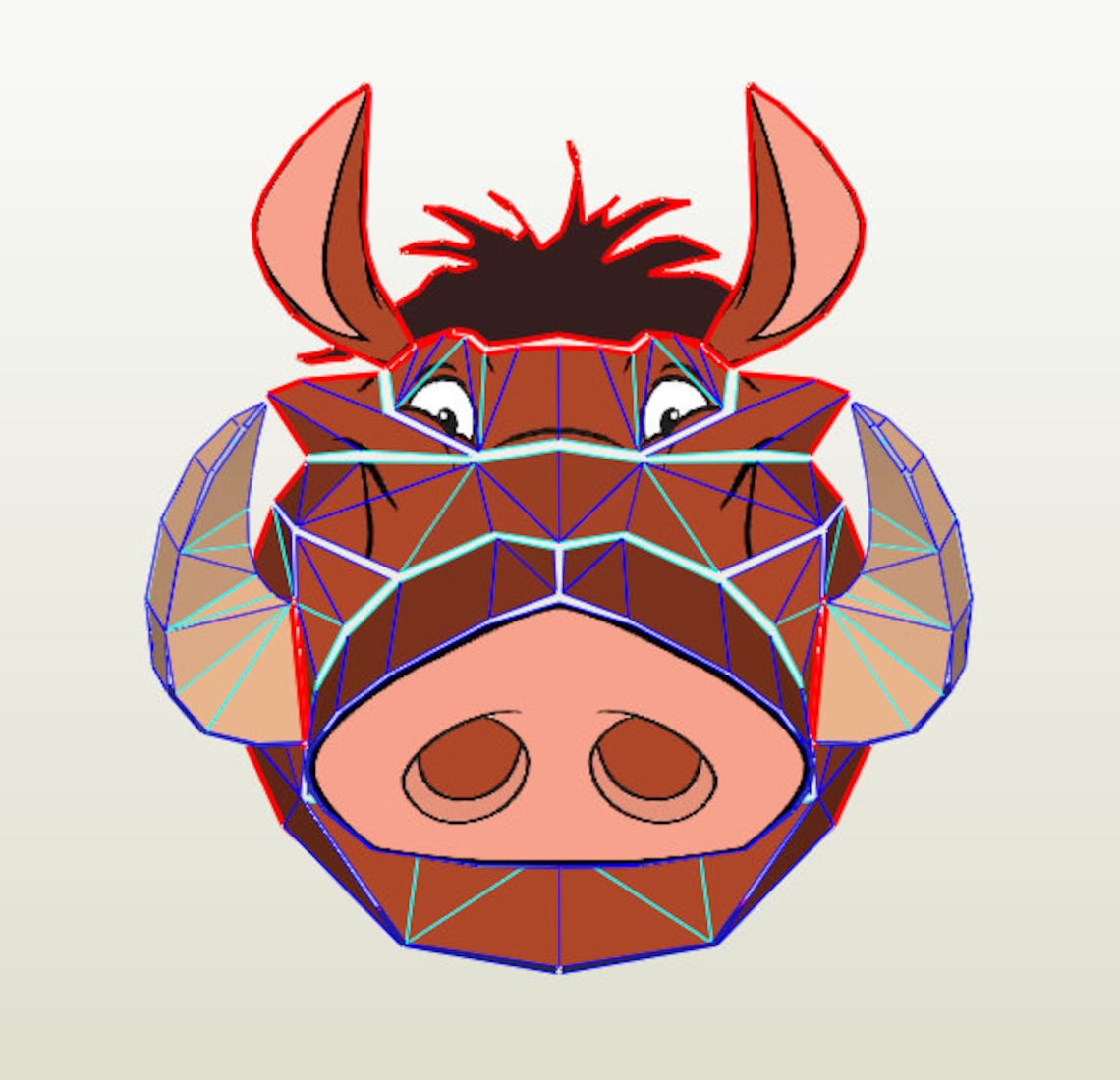 Pumba Mask Template,pumba,lion King,3d Paper Mask,papercraft Mask ...