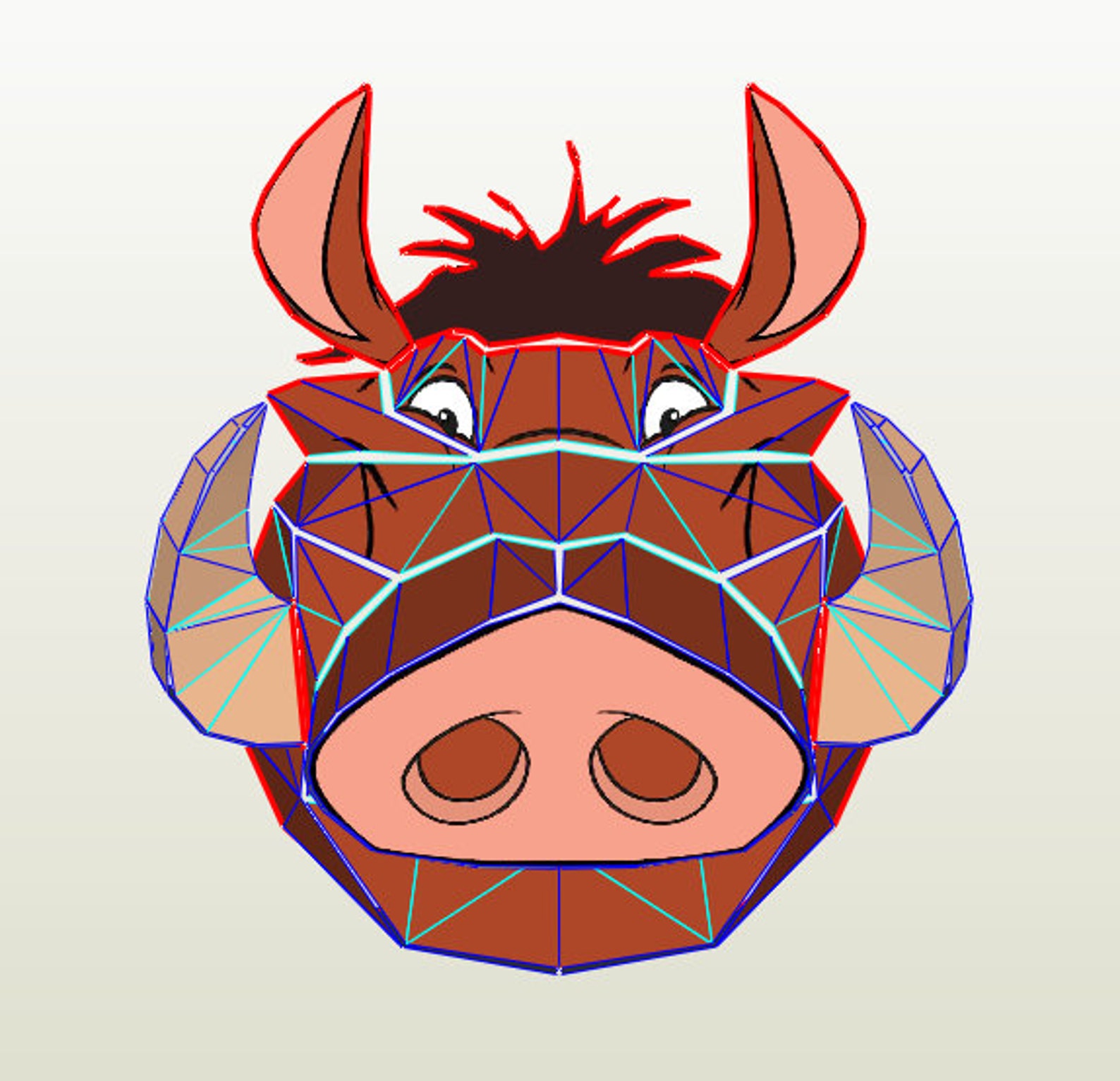 Pumba Mask Template,pumba,lion King,3d Paper Mask,papercraft Mask ...