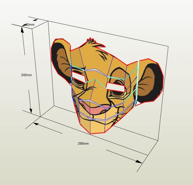 Simba Mask Template,simba,3d Paper Mask,lion King,papercraft Mask ...