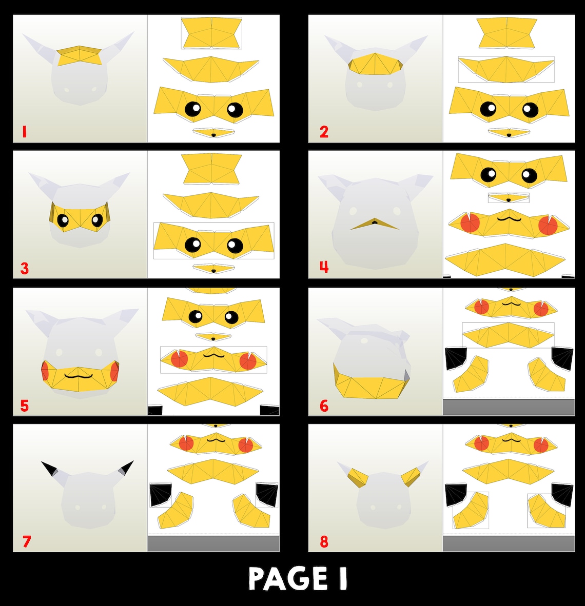 Animal Mask Template,pikachu,3d Paper Mask,pokemon Maske Papier ...