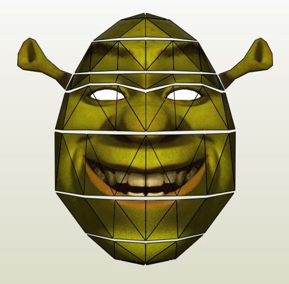 Shrek Mask Template,3d Paper Mask,papercraft Mask,digital Template,pdf ...