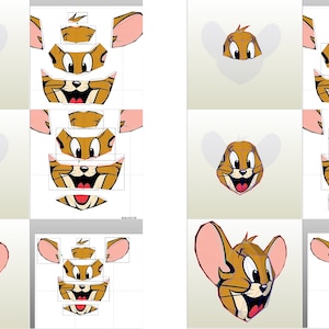 Jerry Mask Template,jerry,3d Paper Mask,papercraft Mask,digital ...