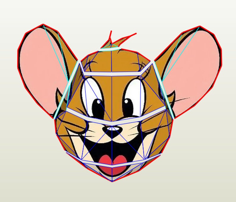 Jerry Mask Template,jerry,3d Paper Mask,papercraft Mask,digital ...
