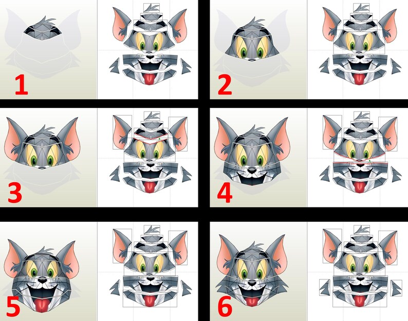 Cartoon Mask Template,tom,paper Mask,gesichtsmaske,papercraft Mask ...