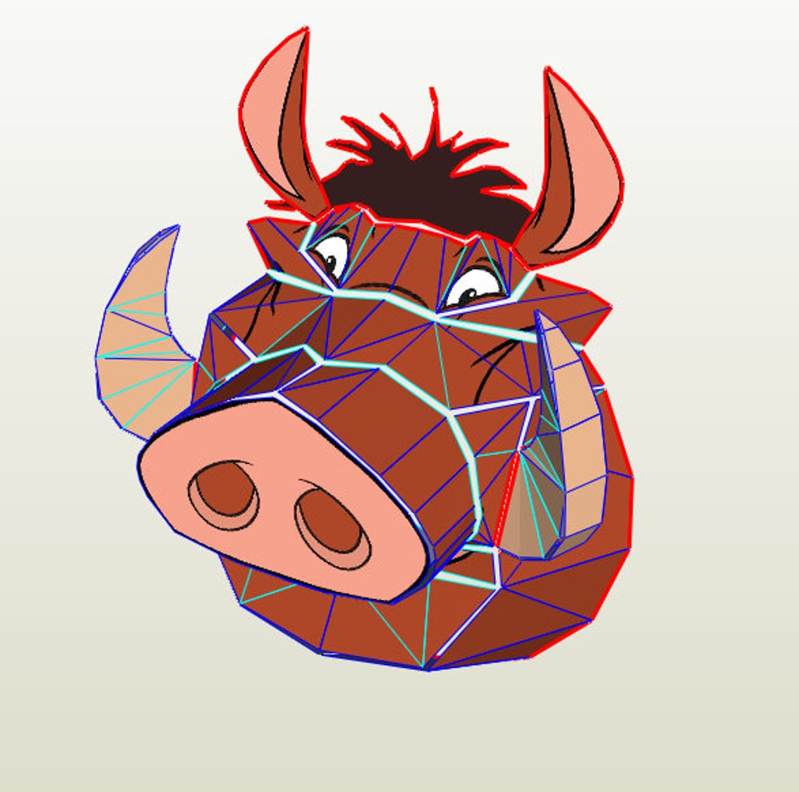 Pumba Mask Template,pumba,lion King,3d Paper Mask,papercraft Mask ...