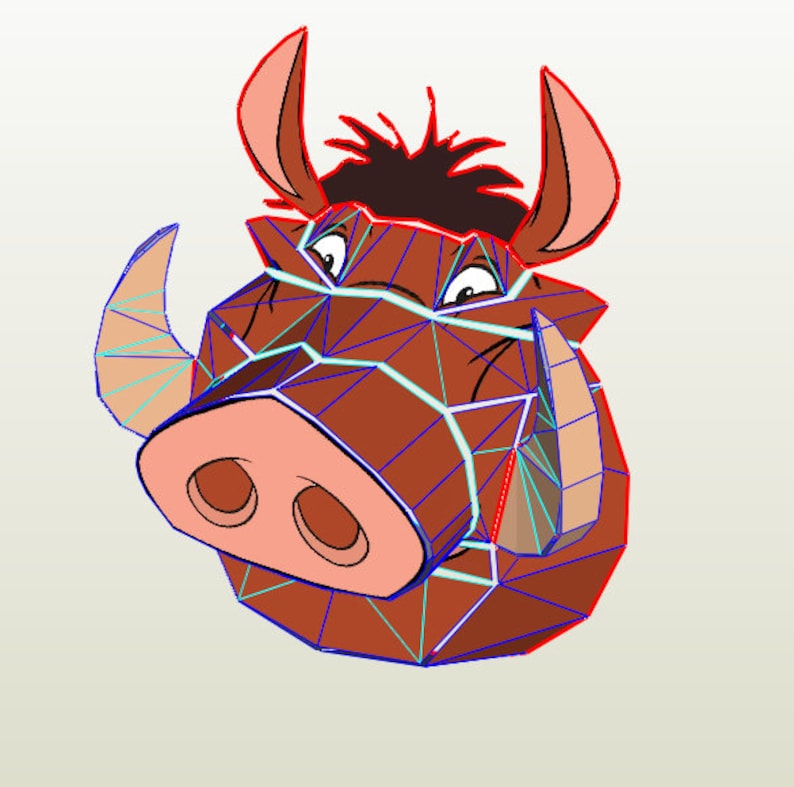 Pumba Mask Template,pumba,lion King,3d Paper Mask,papercraft Mask ...