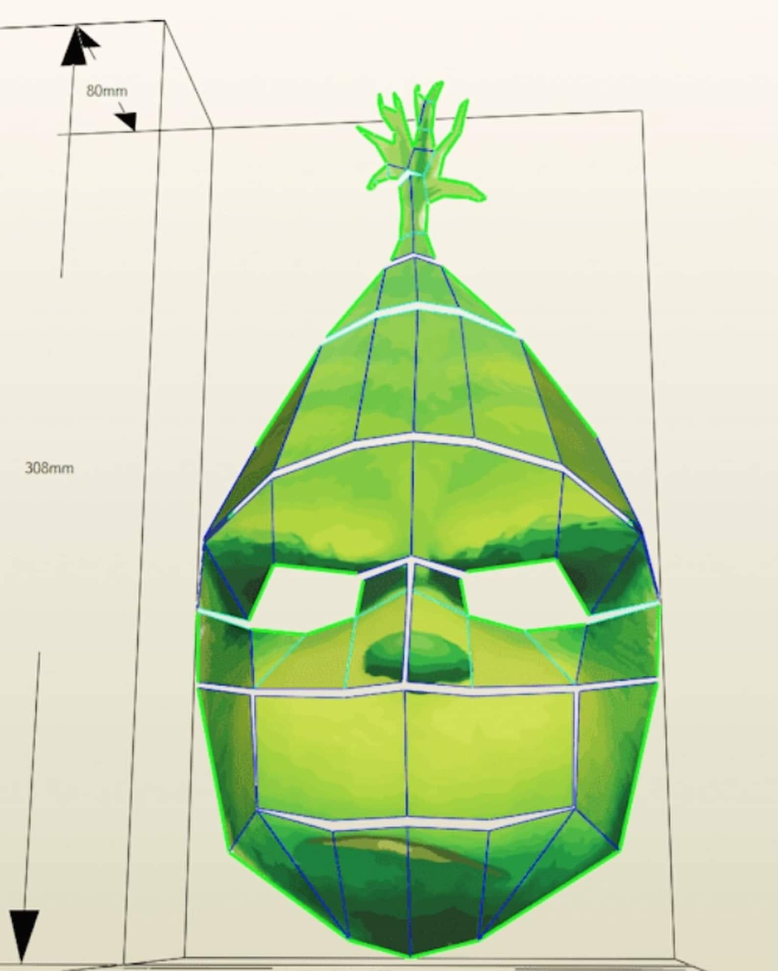 3D Papercraft Grinch Mask, Template, Digital PDF Download DIY - Etsy