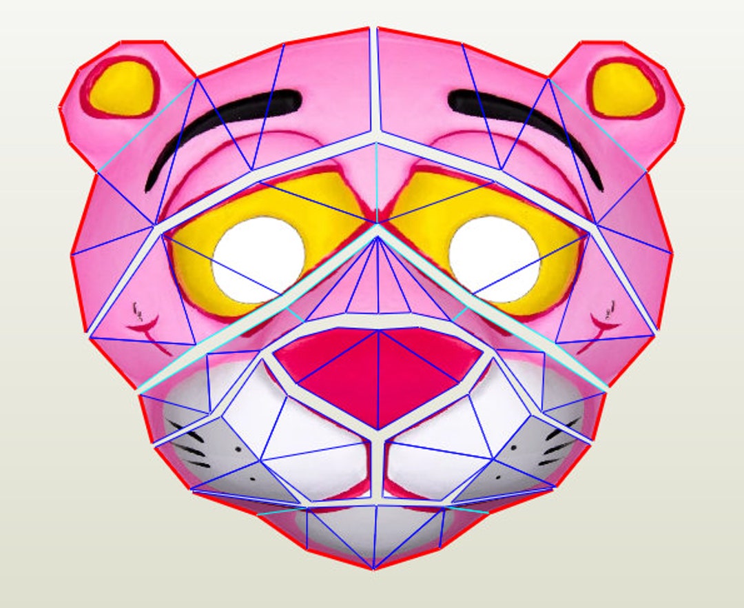 Pink Panther Mask Template,panther,3d Paper Mask,cartoon,papercraft ...