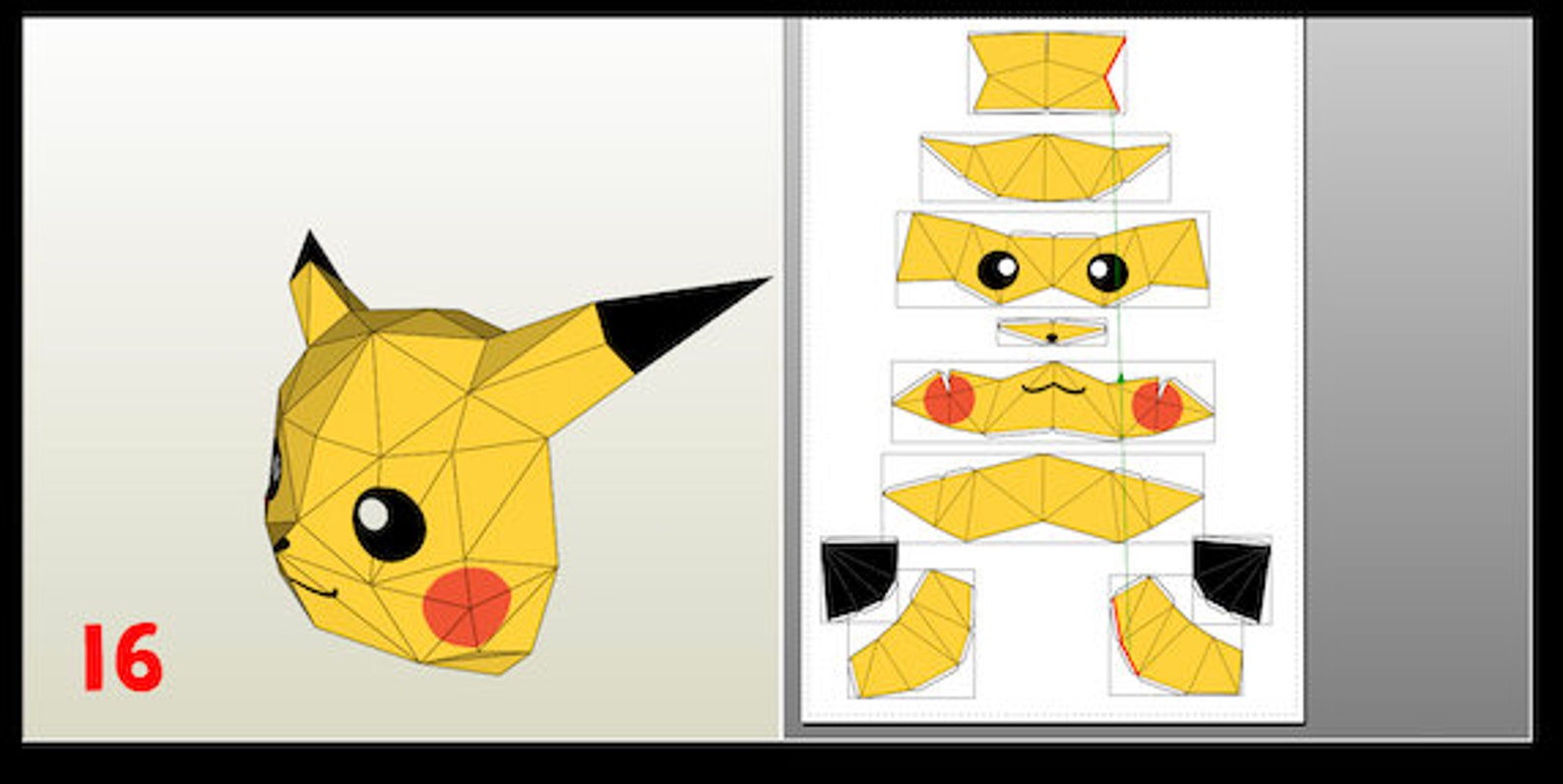 Sjabloon dierenmasker, pikachu, 3D-papieren masker, Pokemon Maske ...