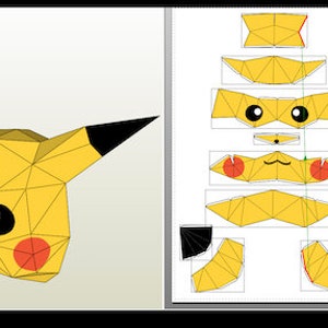 Animal Mask Template,pikachu,3d Paper Mask,pokemon Maske Papier ...