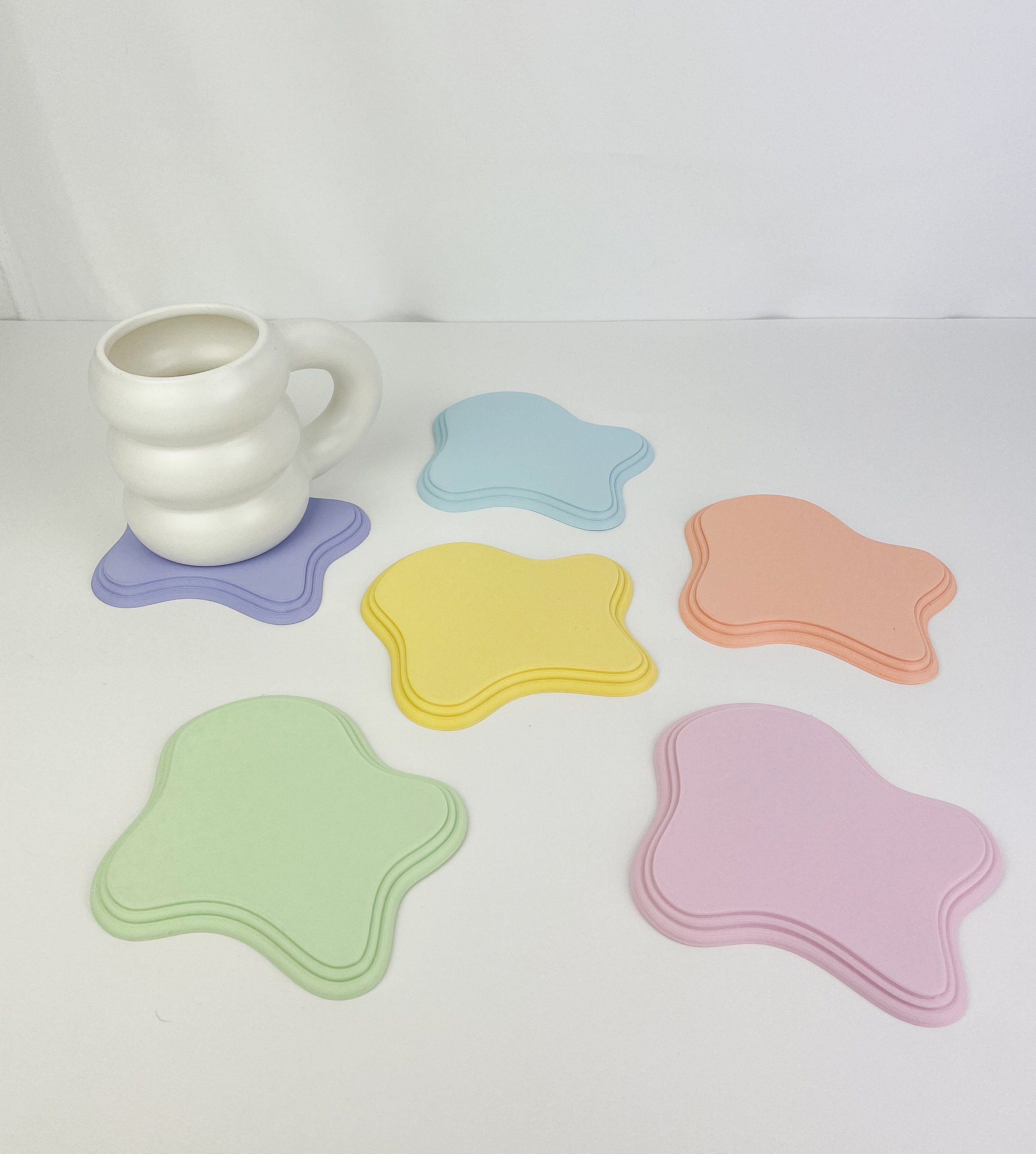 Wavy Pastel Coasters / Blob Rainbow / Colorful Centerpieces / - Etsy
