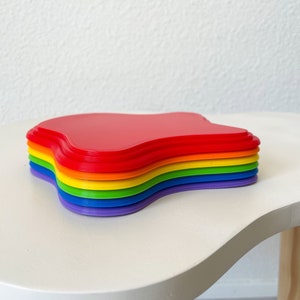 Wavy Pastel Coasters / Blob Rainbow / Colorful Centerpieces / Funky ...