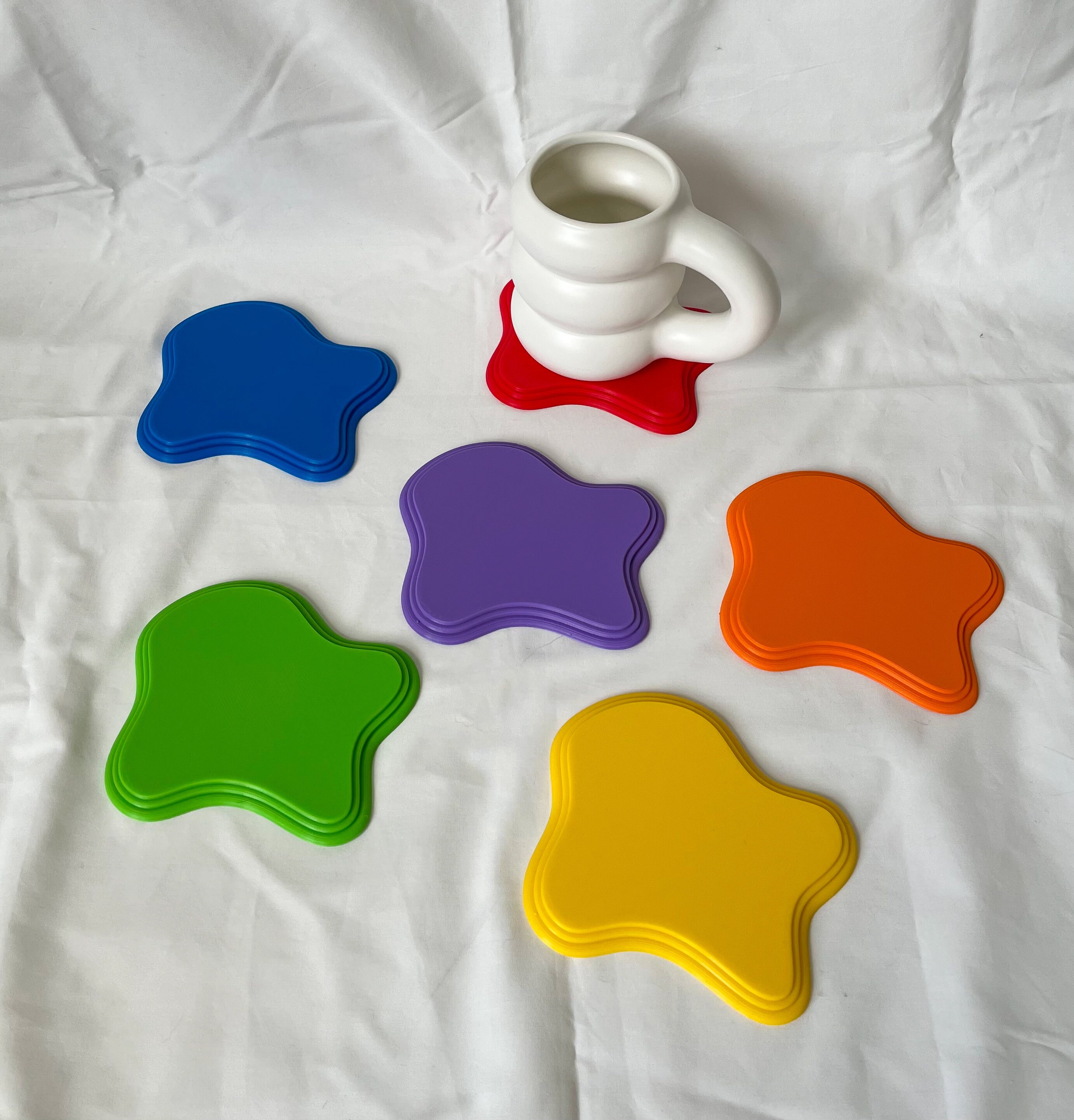 Wavy Pastel Coasters / Blob Rainbow / Colorful Centerpieces / - Etsy