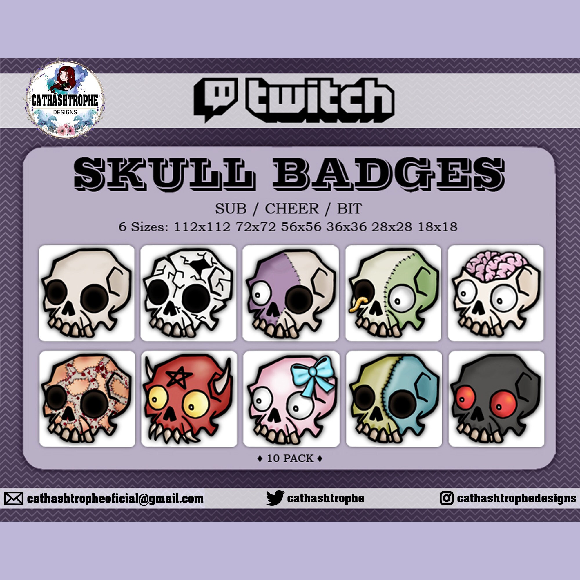 Twitch Badges: Skull 10 Pack 6 Sizes | Etsy