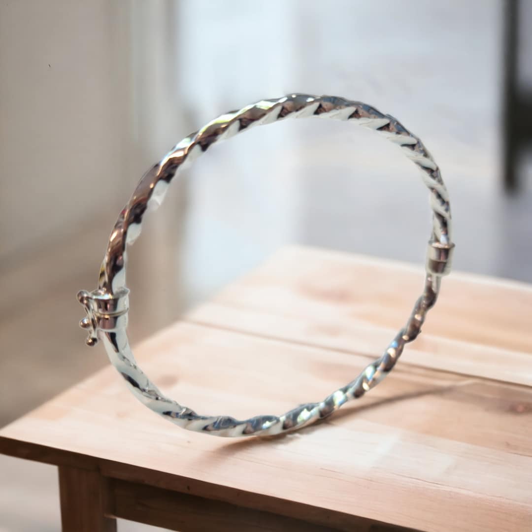 Twisted Silver 925 Bangle Hinged With Lock - Etsy