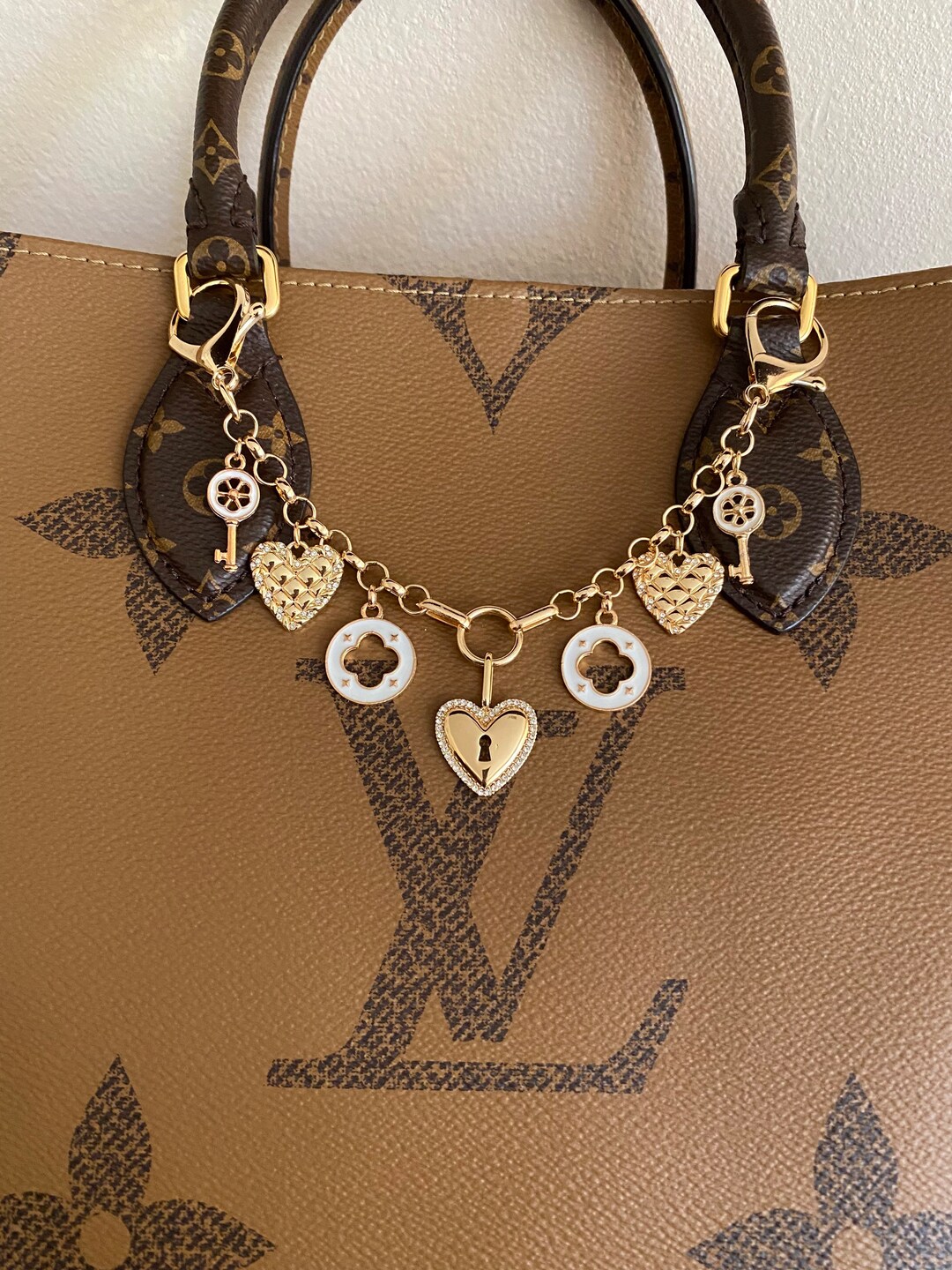 Purse Charm/ Chain Charm/ Hearts and Clovers - Etsy