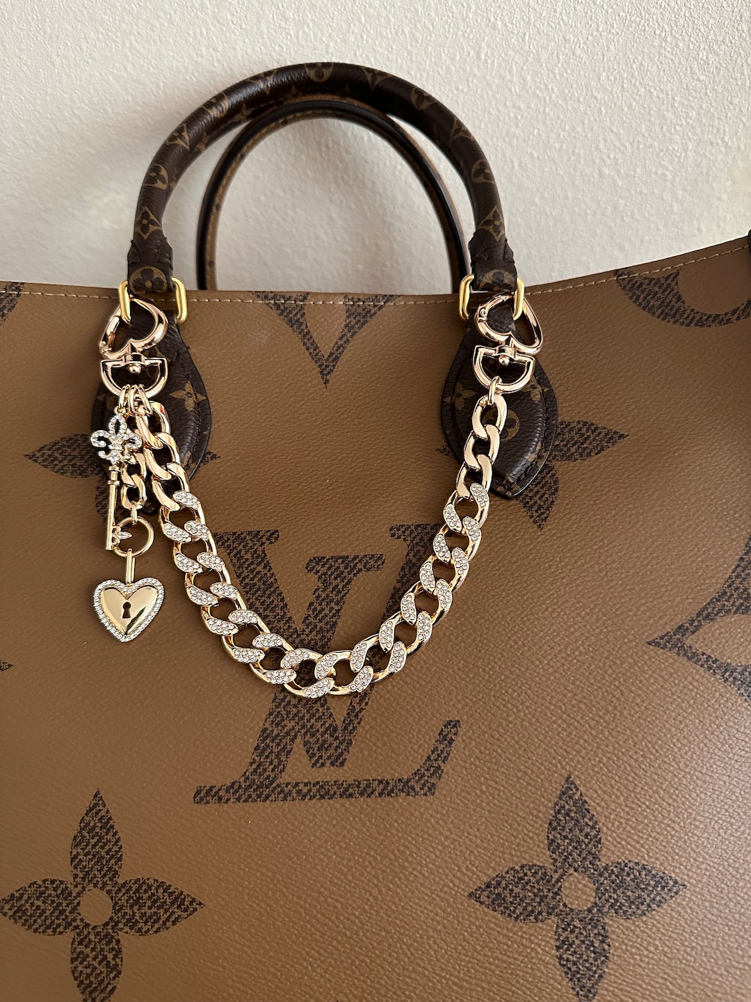 Purse Chain/ Chain Charm / Gold Chain With Lock and Key - Etsy
