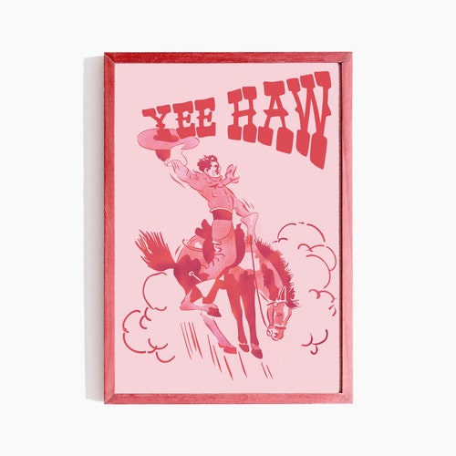 Yee Haw Art Print Poster Retro Cowboy Poster - Etsy