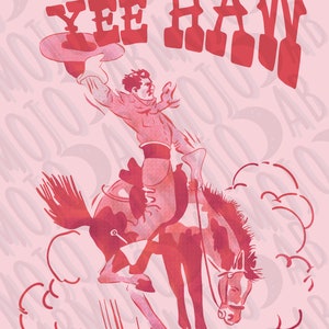 Yee Haw Art Print Poster Retro Cowboy Poster - Etsy