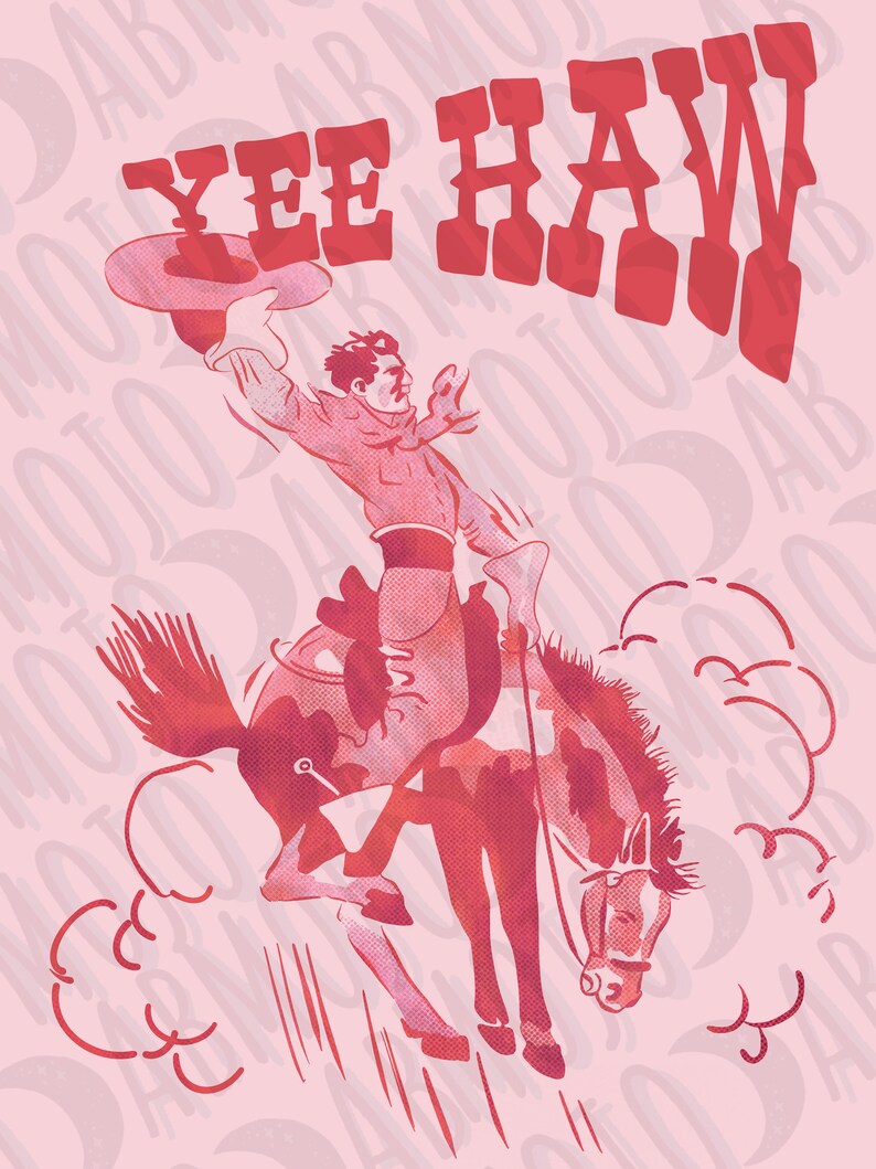Yee Haw Art Print Poster Retro Cowboy Poster - Etsy