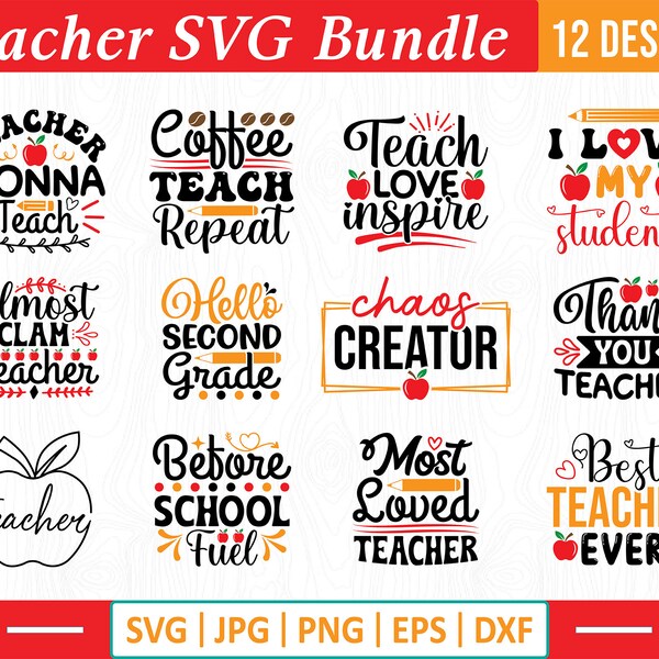 Teacher Svg Bundle, Teacher Quote Svg, Teacher Svg, School Svg, Teacher ...
