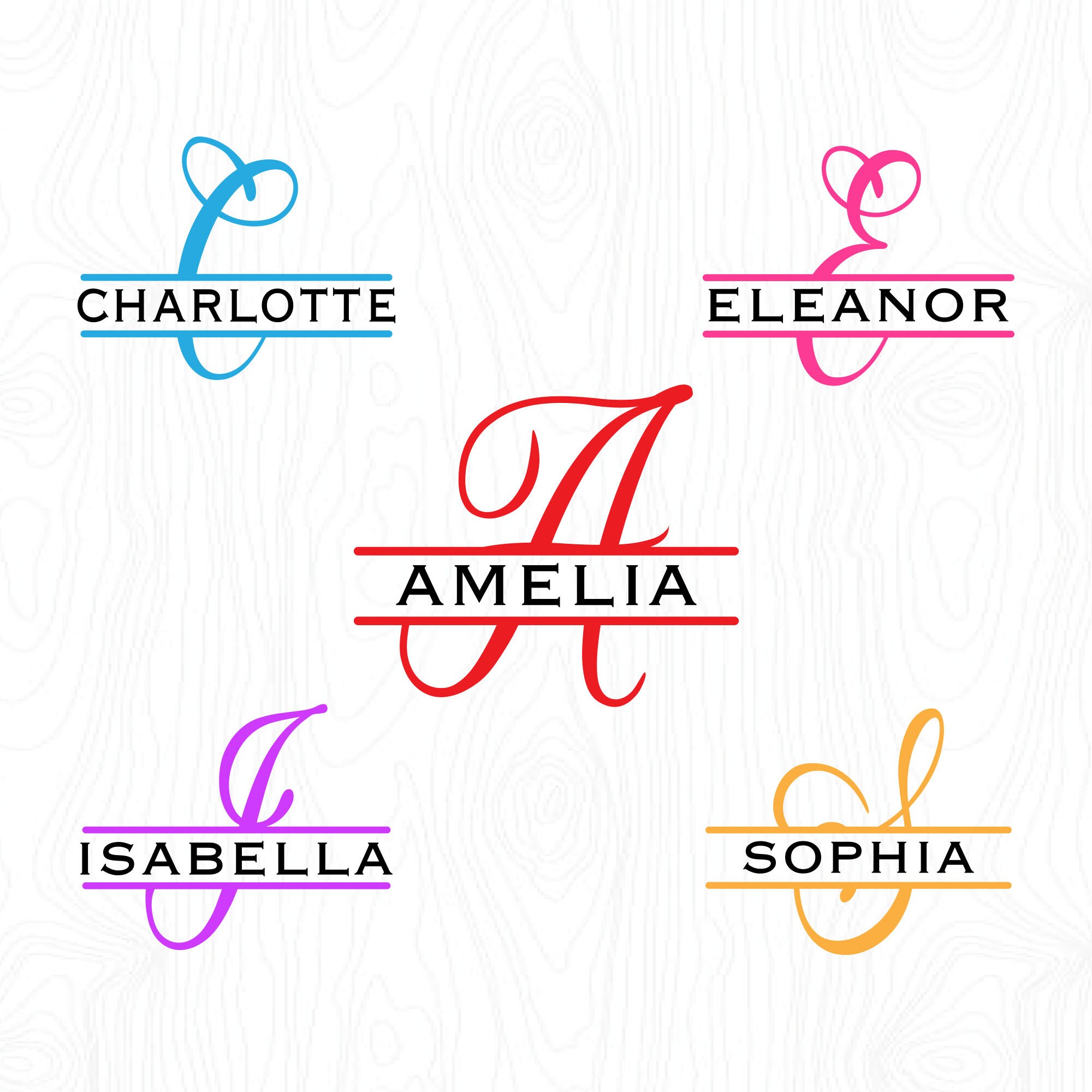 Split Monogram SVG/DXF/PNG, Split Monogram Frame Alphabet, Family ...