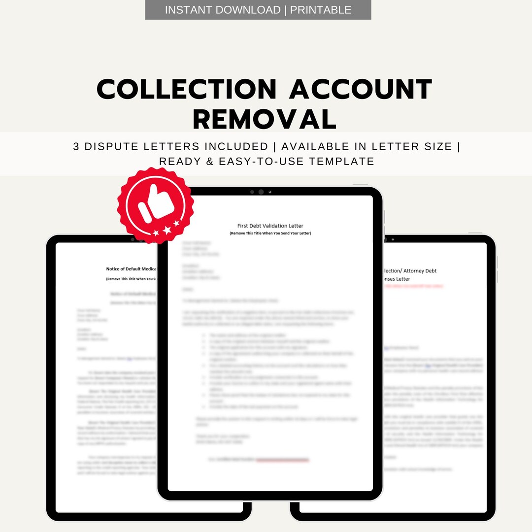 Credit Dispute Letter Template: Collection Removal (digital Download ...
