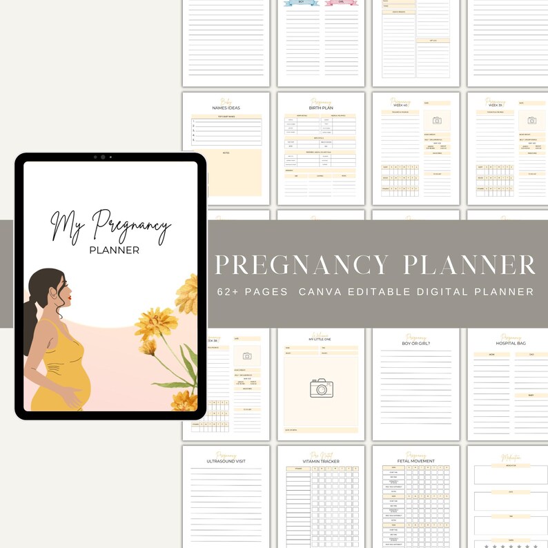 Pregnancy Planner: Editable Canva Template, First Time Mom (digital ...