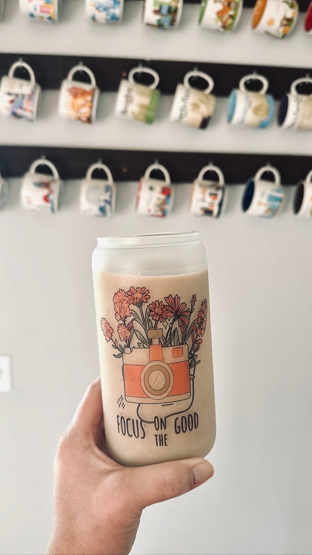 Focus on the Good Frosted Glass Cup Soda Can Cup COFFEE - Etsy