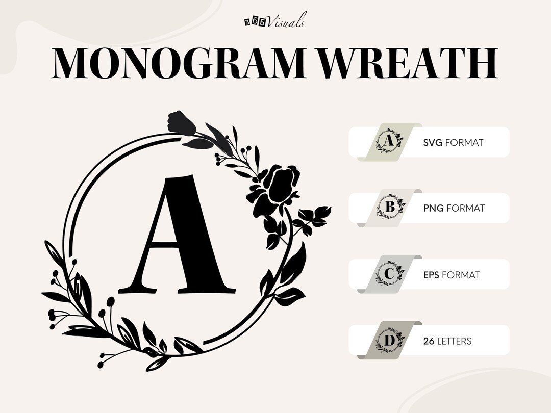 Floral Circle Monogram Wreath Frame SVG Bundle | Monogram | Initial ...