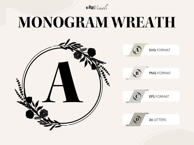 Floral Circle Monogram Wreath Frame SVG Bundle | Monogram | Initial ...