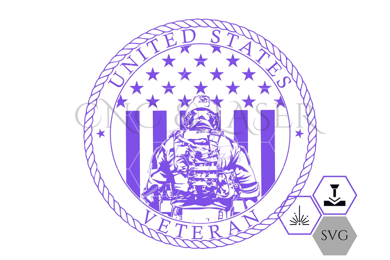 Veteran Soldier SVG: American Flag, Military Vector (CNC, Laser Cut) - Etsy